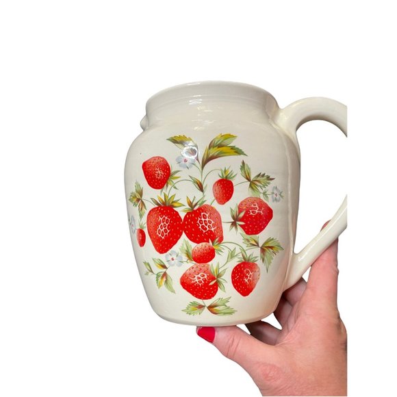 unknown | Kitchen | Vintage Strawberry Strawberries Pitcher Pottery ...
